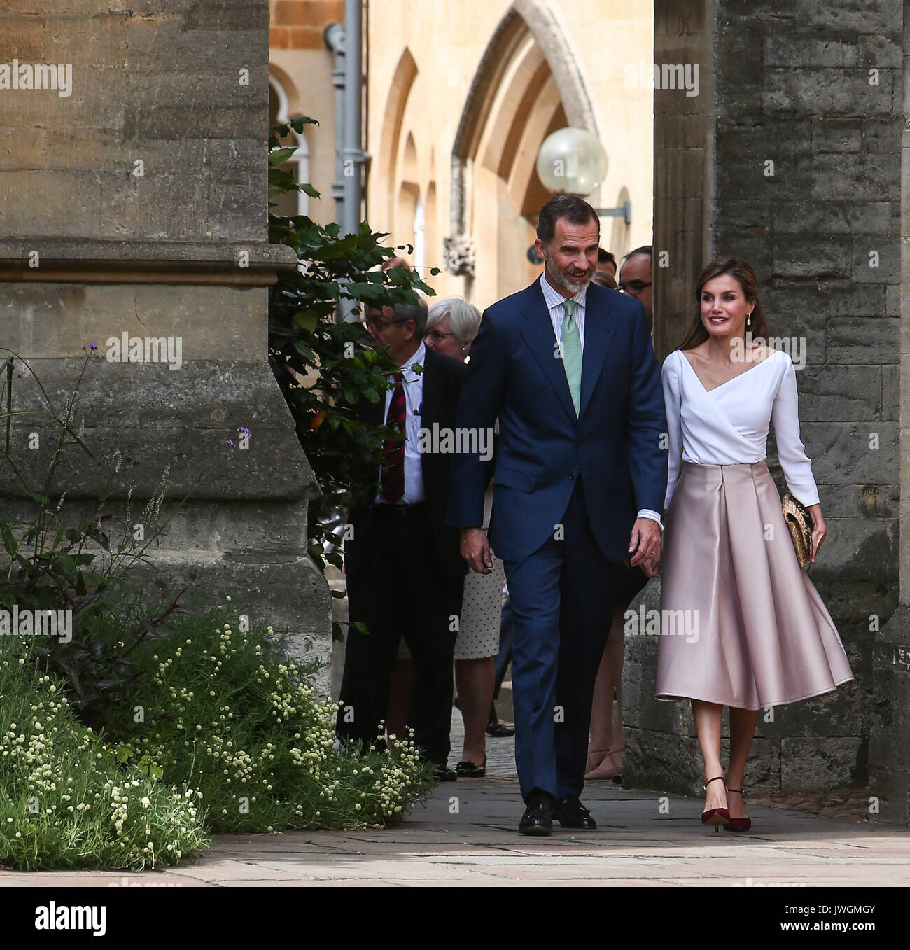 King Felipe VI and Queen Letizia visit Exeter College, part of Oxford University during their ...