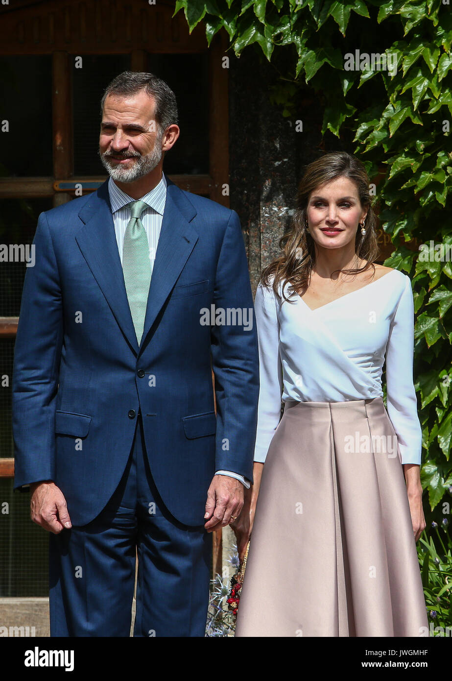King Felipe VI and Queen Letizia visit Exeter College, part of Oxford University during their ...