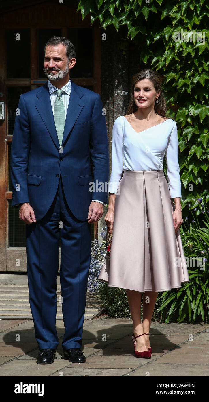 King Felipe VI and Queen Letizia visit Exeter College, part of Oxford University during their ...