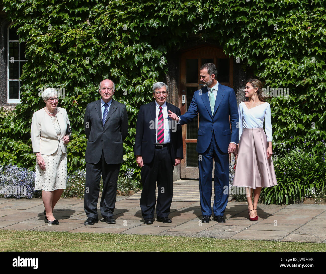 King Felipe VI and Queen Letizia visit Exeter College, part of Oxford University during their ...
