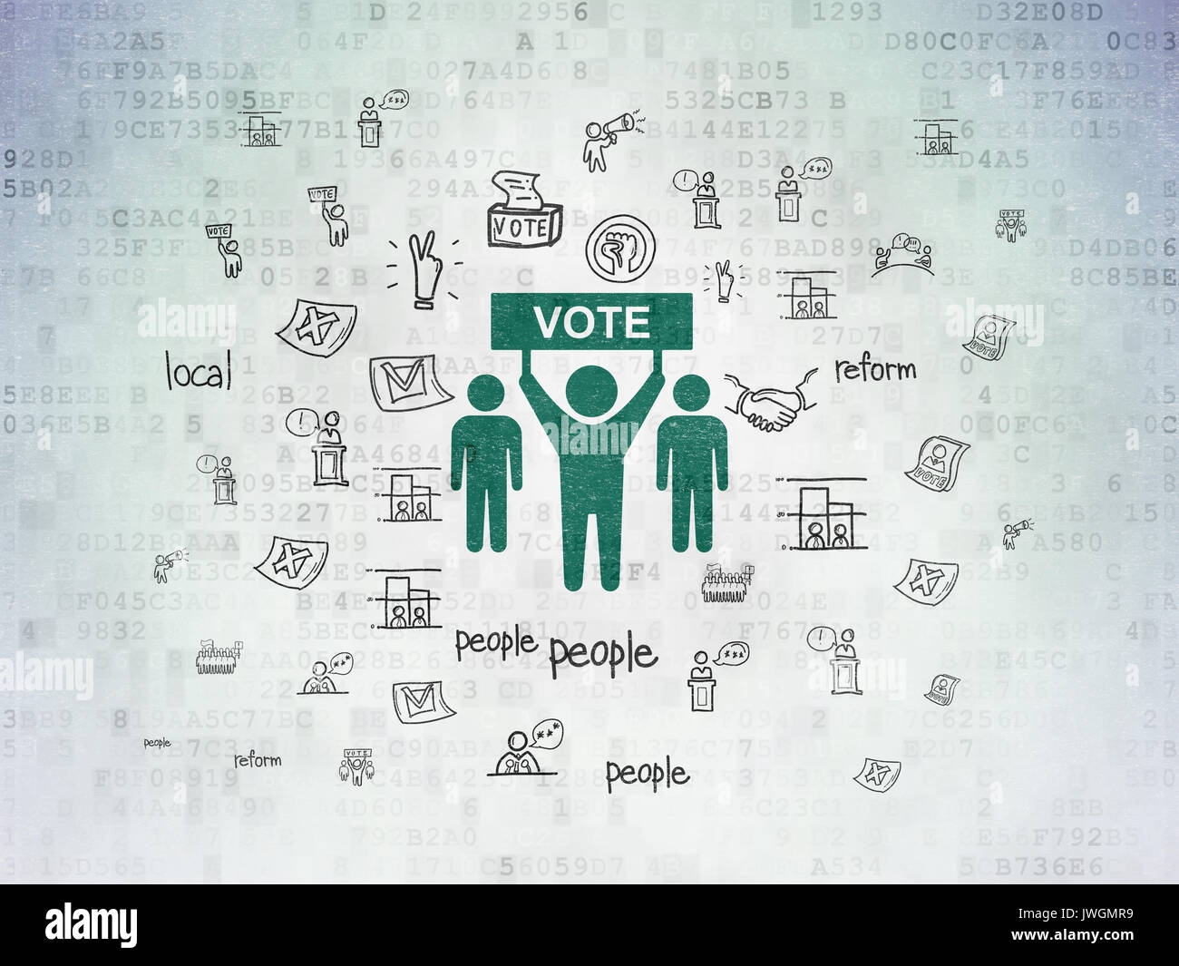 Political concept: Election Campaign on Digital Data Paper background ...
