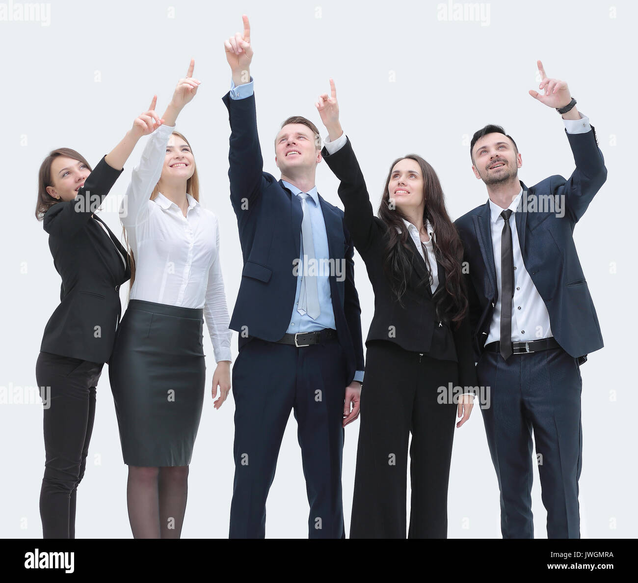 business team pointing hands forward Stock Photo - Alamy