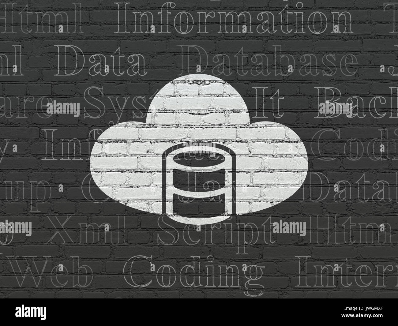 Database concept: Database With Cloud on wall background Stock Photo ...