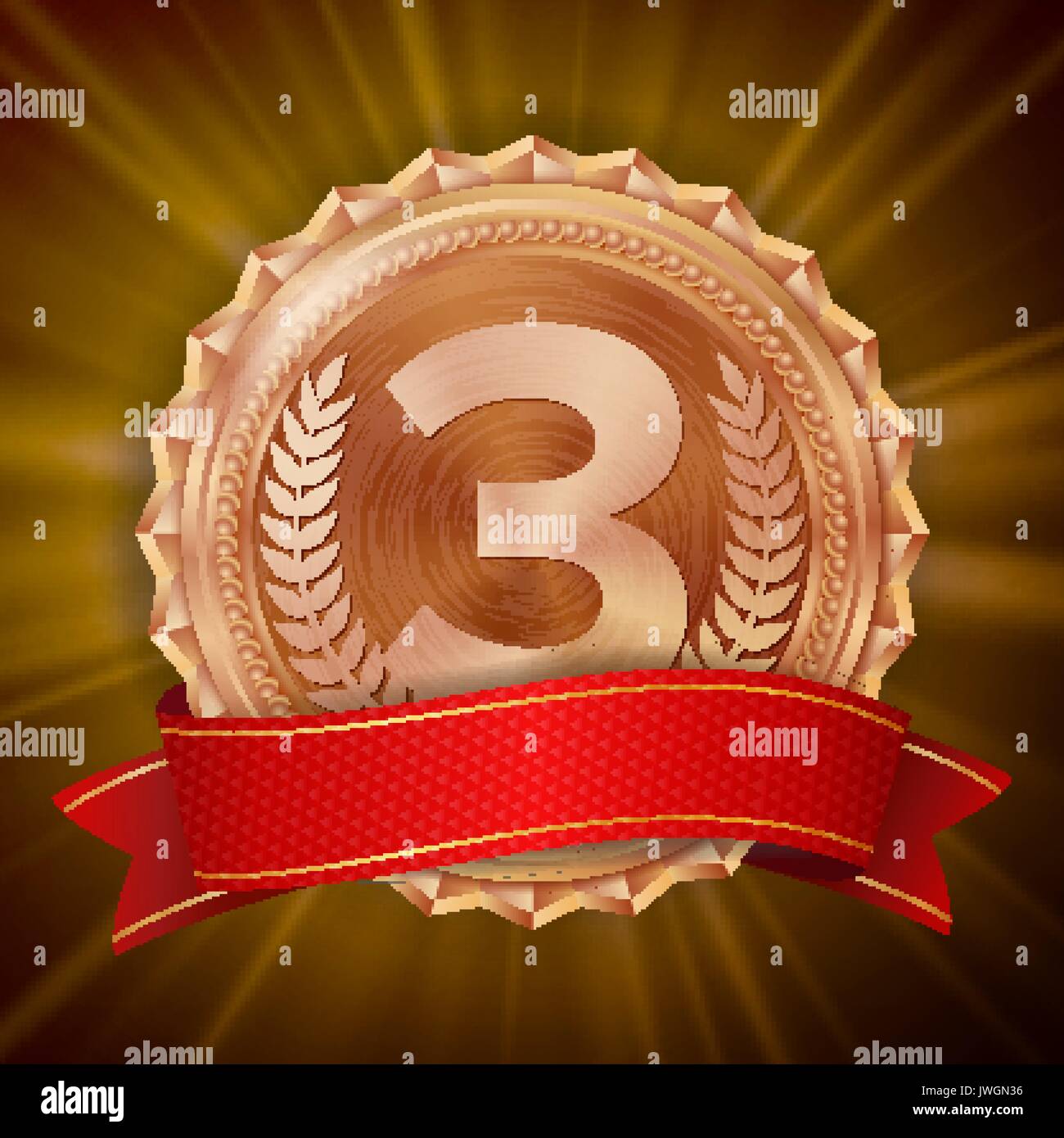 Bronze Medal Vector. Round Championship Label. Ceremony Winner Honor ...