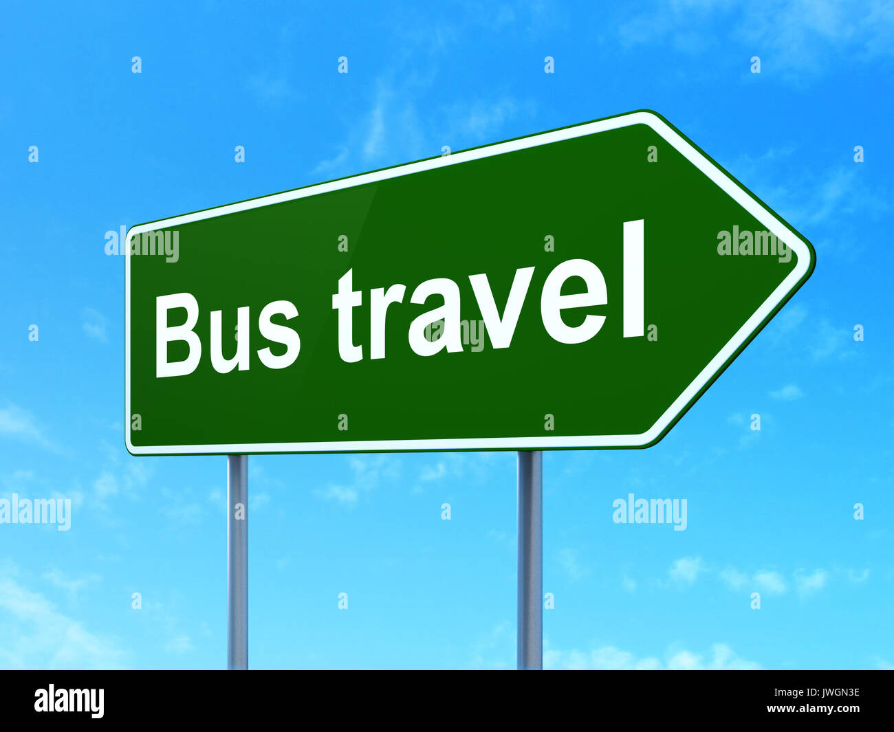 Tourism concept: Bus Travel on road sign background Stock Photo - Alamy