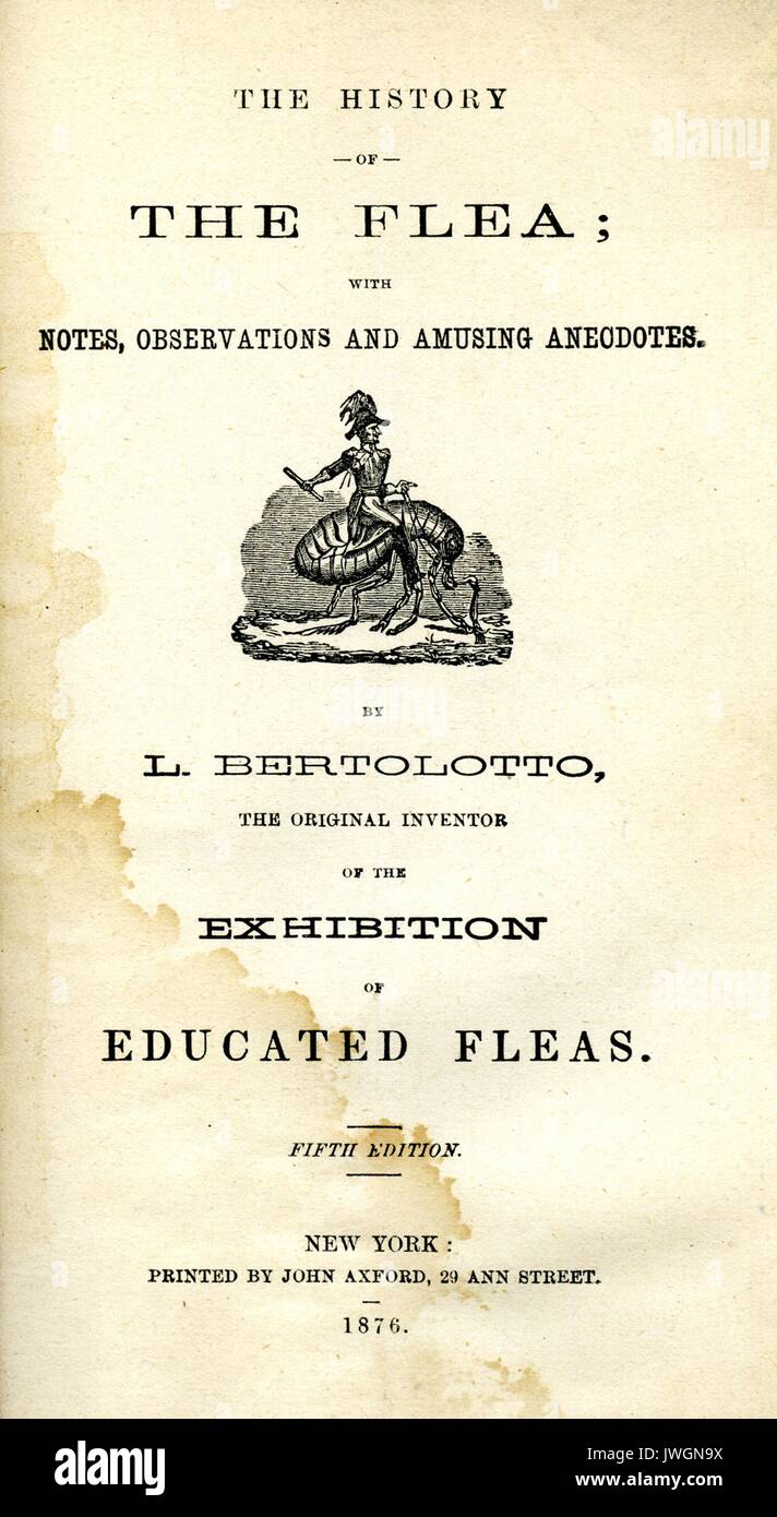 The History of the Flea, title page of a book by L Bertolotto, the ...