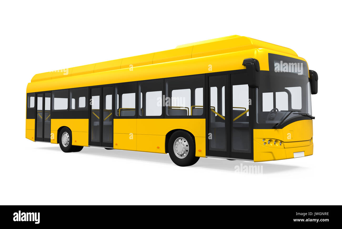 Yellow City Bus Isolated Stock Photo - Alamy