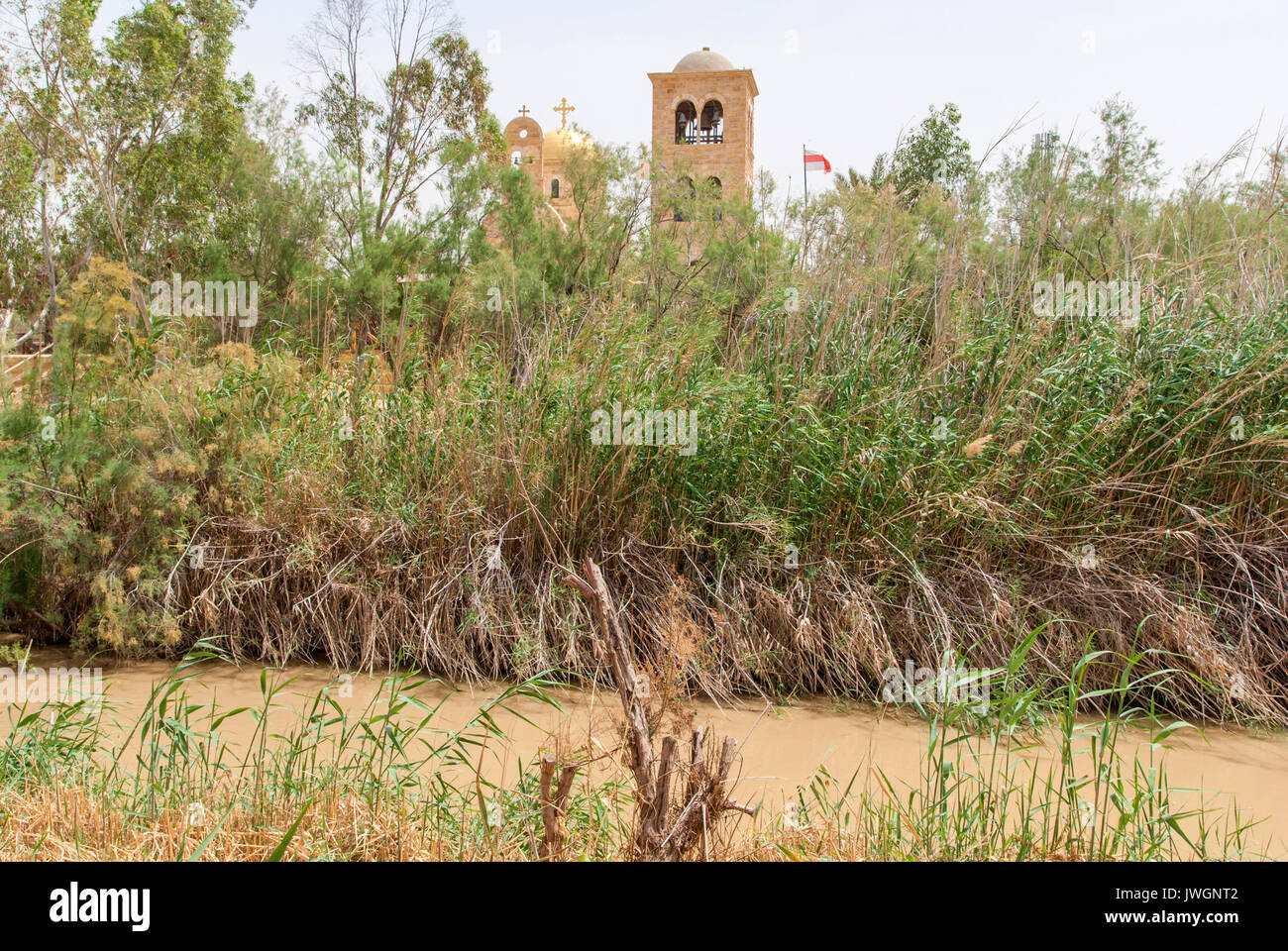 The baptismal site Qasr al Yahud in the Jordan river , Israel Stock ...