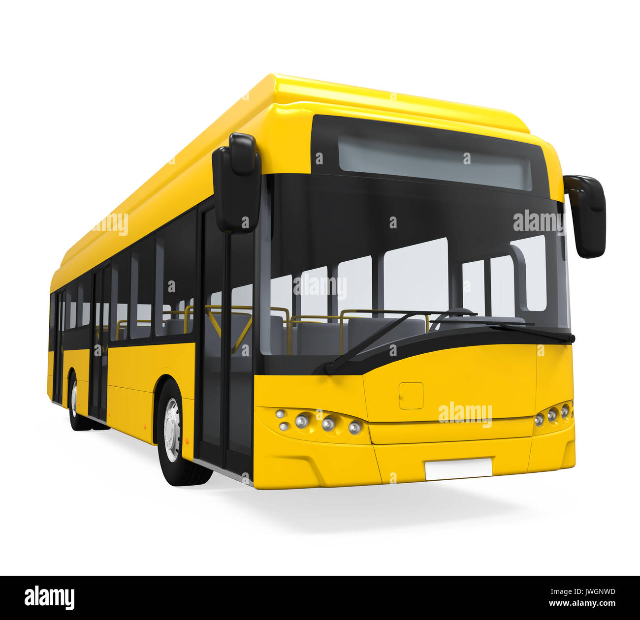 Yellow City Bus Isolated Stock Photo - Alamy