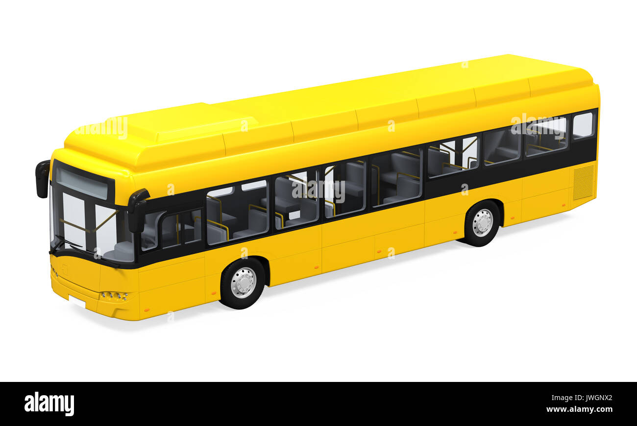 Yellow City Bus Isolated Stock Photo - Alamy