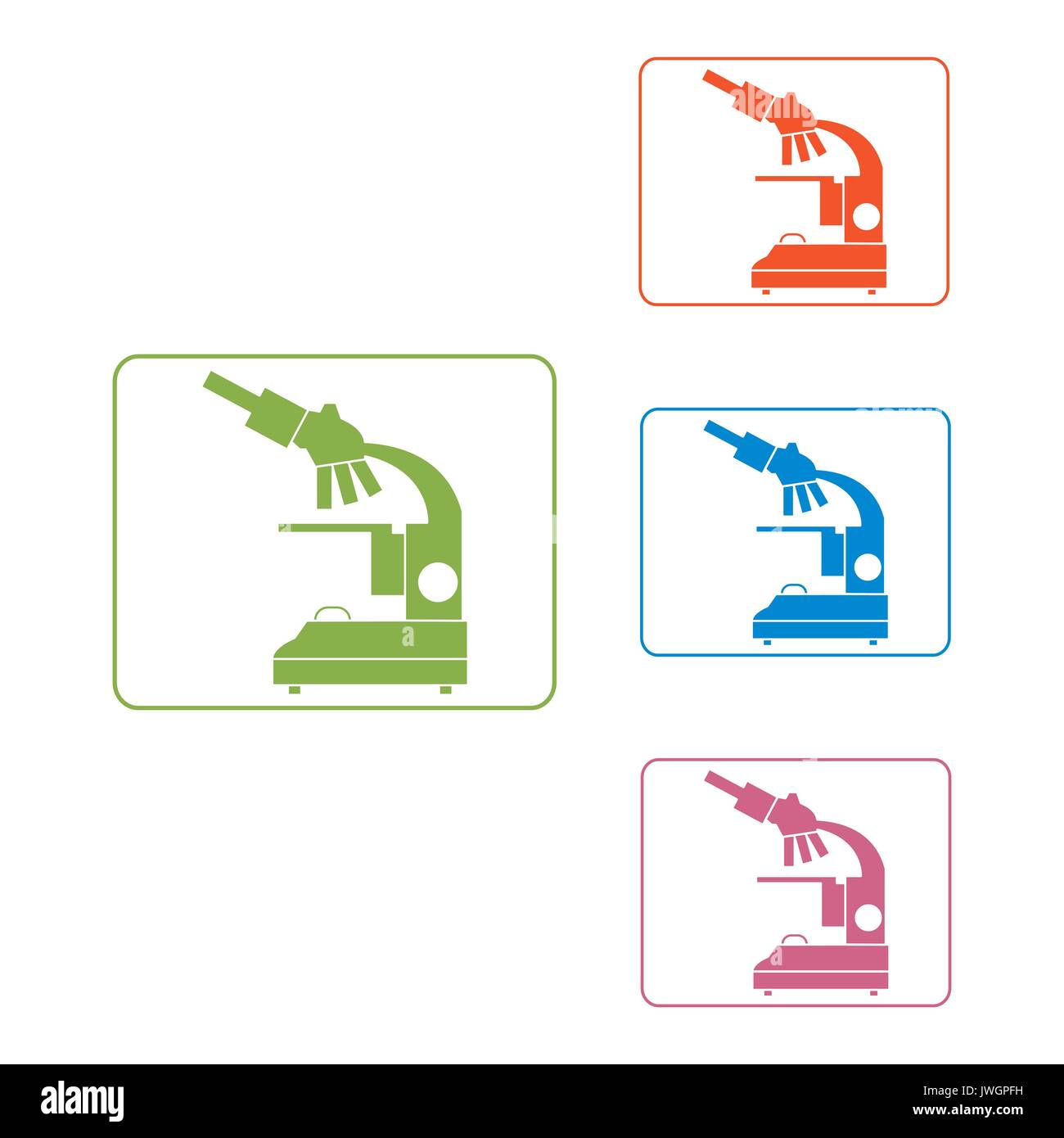 Stylized vector icons of microscope in different colors. Magnifying ...
