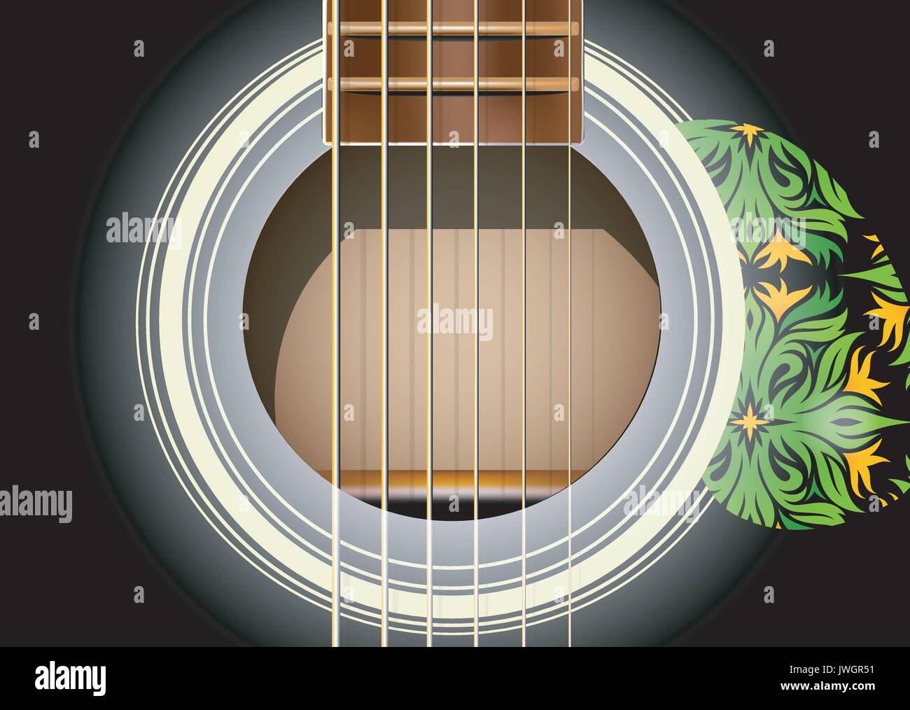 The black acoustic guitar body vector background style illustration ...