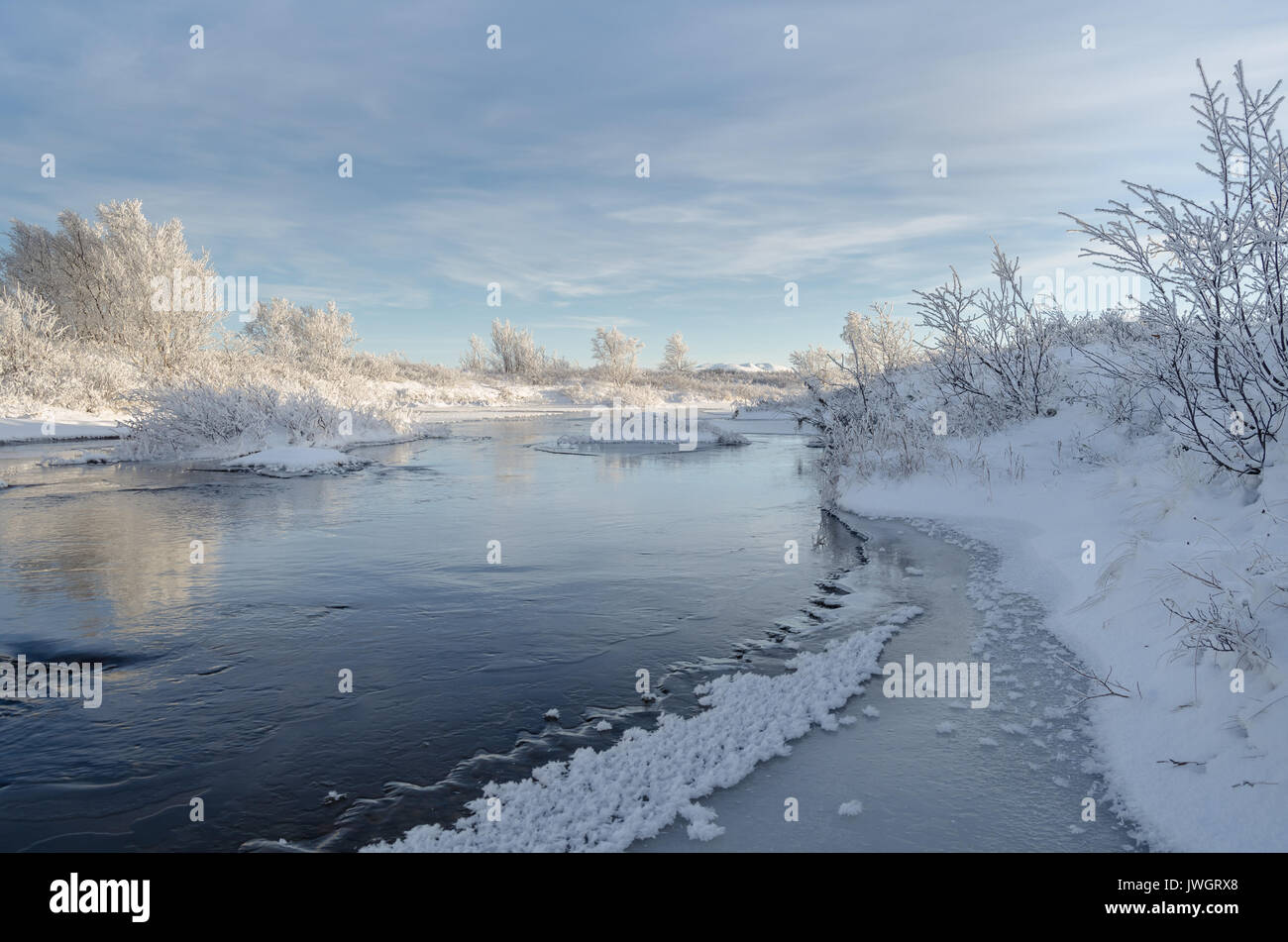 cold frozen river side arctic Stock Photo - Alamy