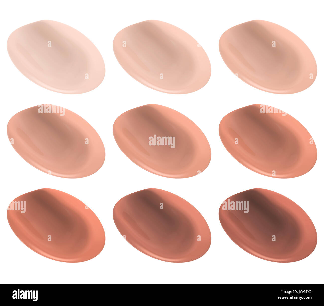 3d rendering shades of foundation isolated on white Stock Photo - Alamy