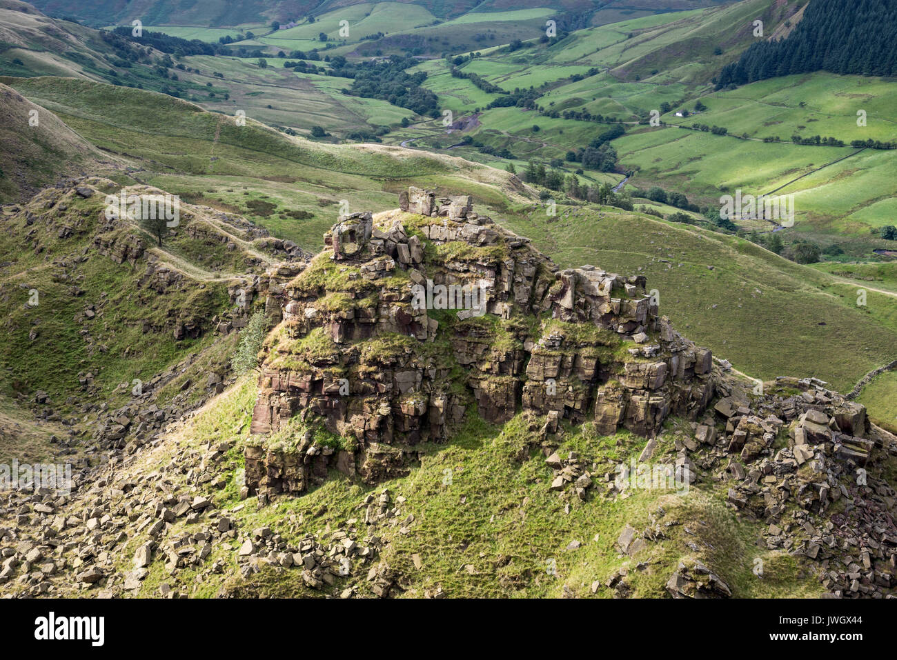 The Tower at Alport Castles, a natural landslip in the Peak District ...