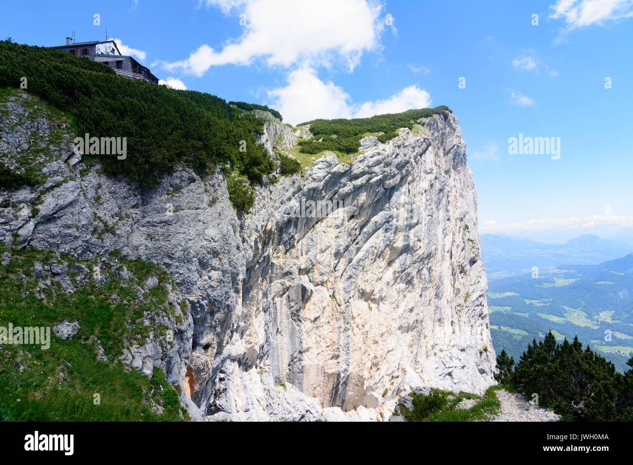 mountain hut Stöhrhaus, cliff, Untersberg, Oberbayern, Upper Bavaria ...