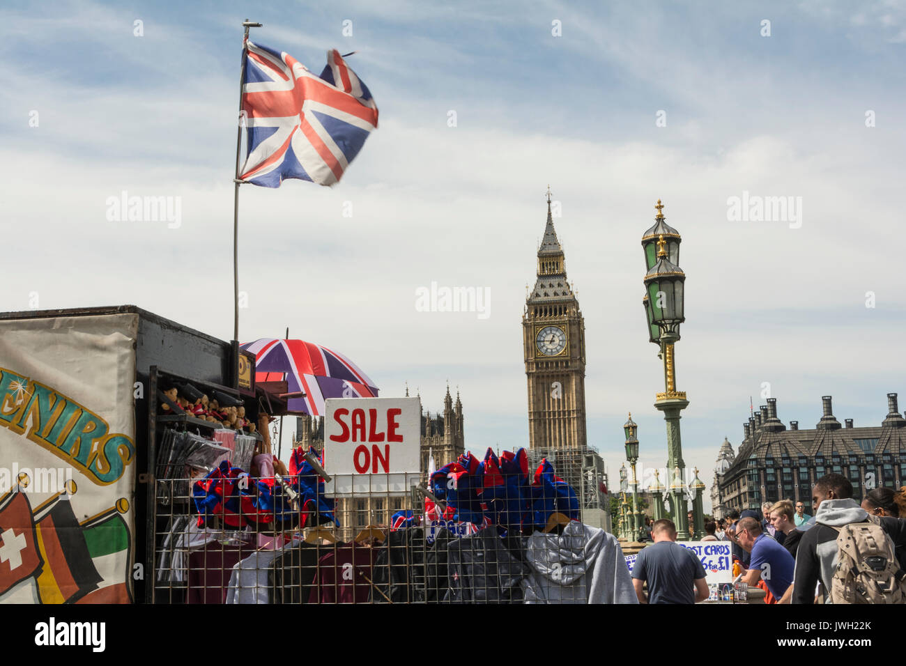 Sale On sign outside Big Ben and the Houses of Parliament, Westminster ...