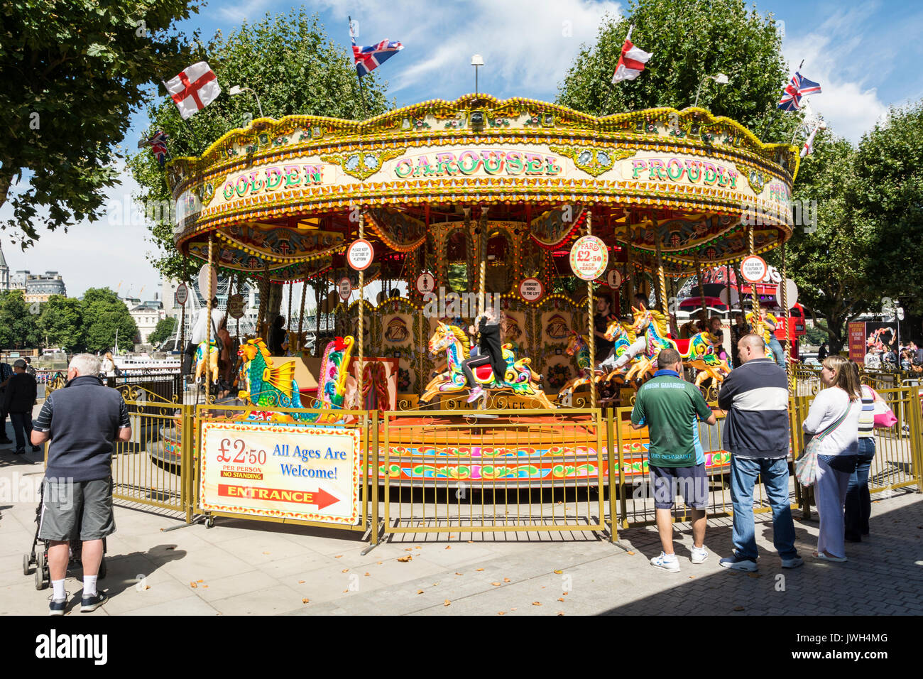 A colourful fairground carousel on London's Southbank, SE1, UK Stock ...