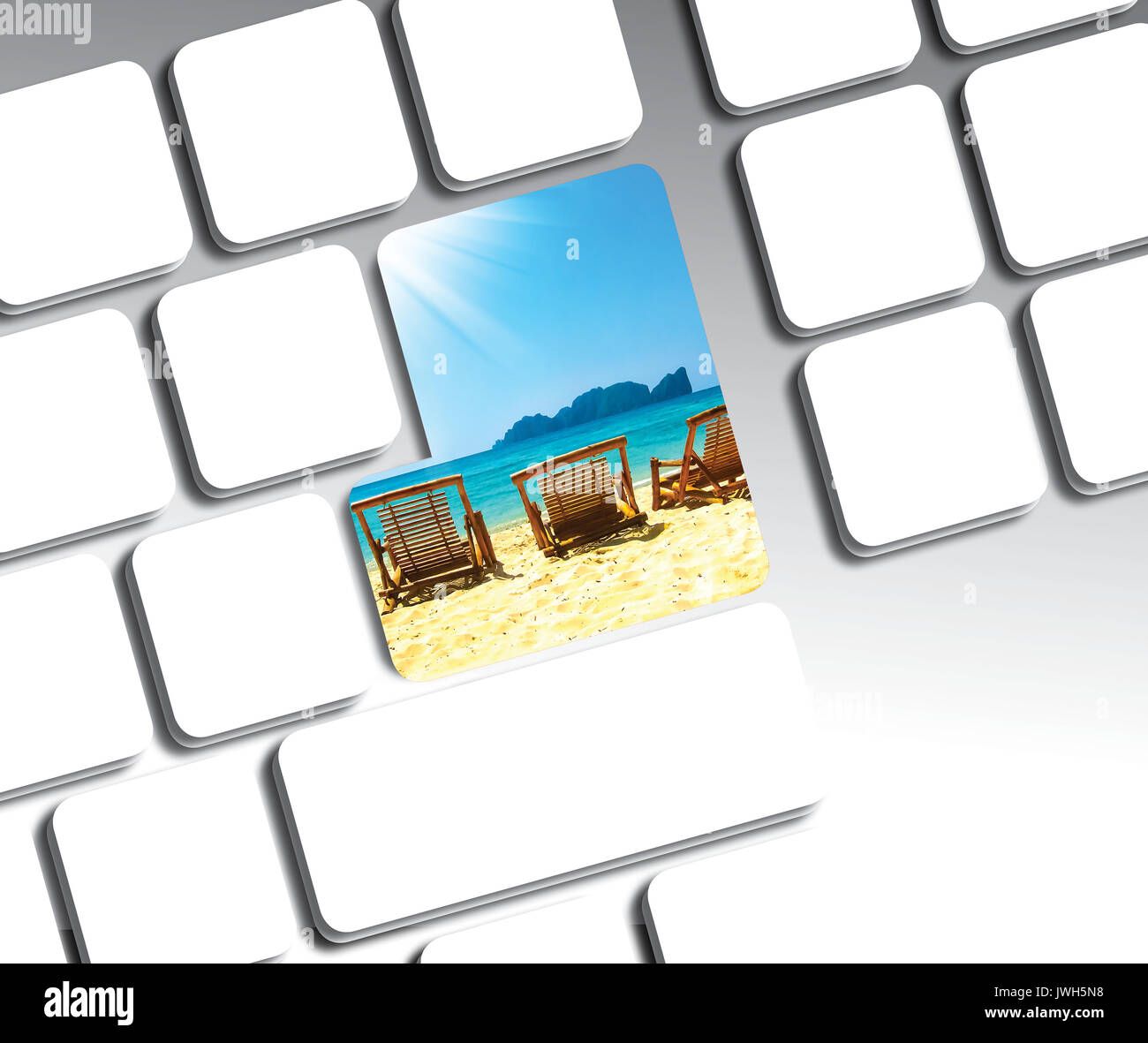 Computer keyboard with symbol of an island hi-res stock photography and ...