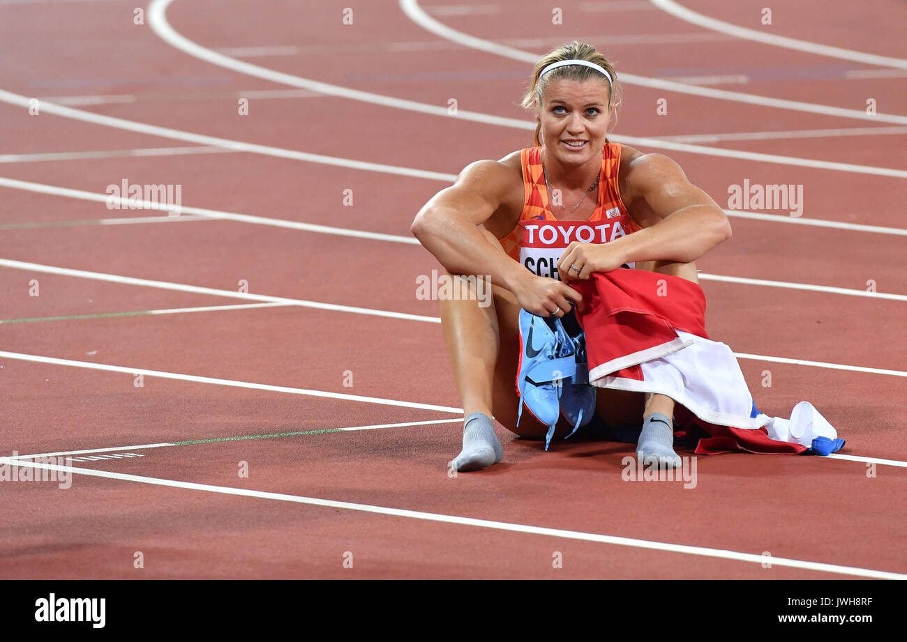 London, UK. 11th Aug, 2017. Dutch athlete Dafne Schippers celebrates ...