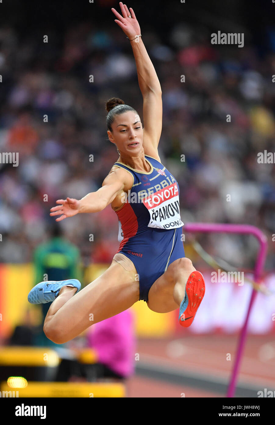 London, UK. 11th Aug, 2017. Serbian athlete Ivana Spanova competes in ...