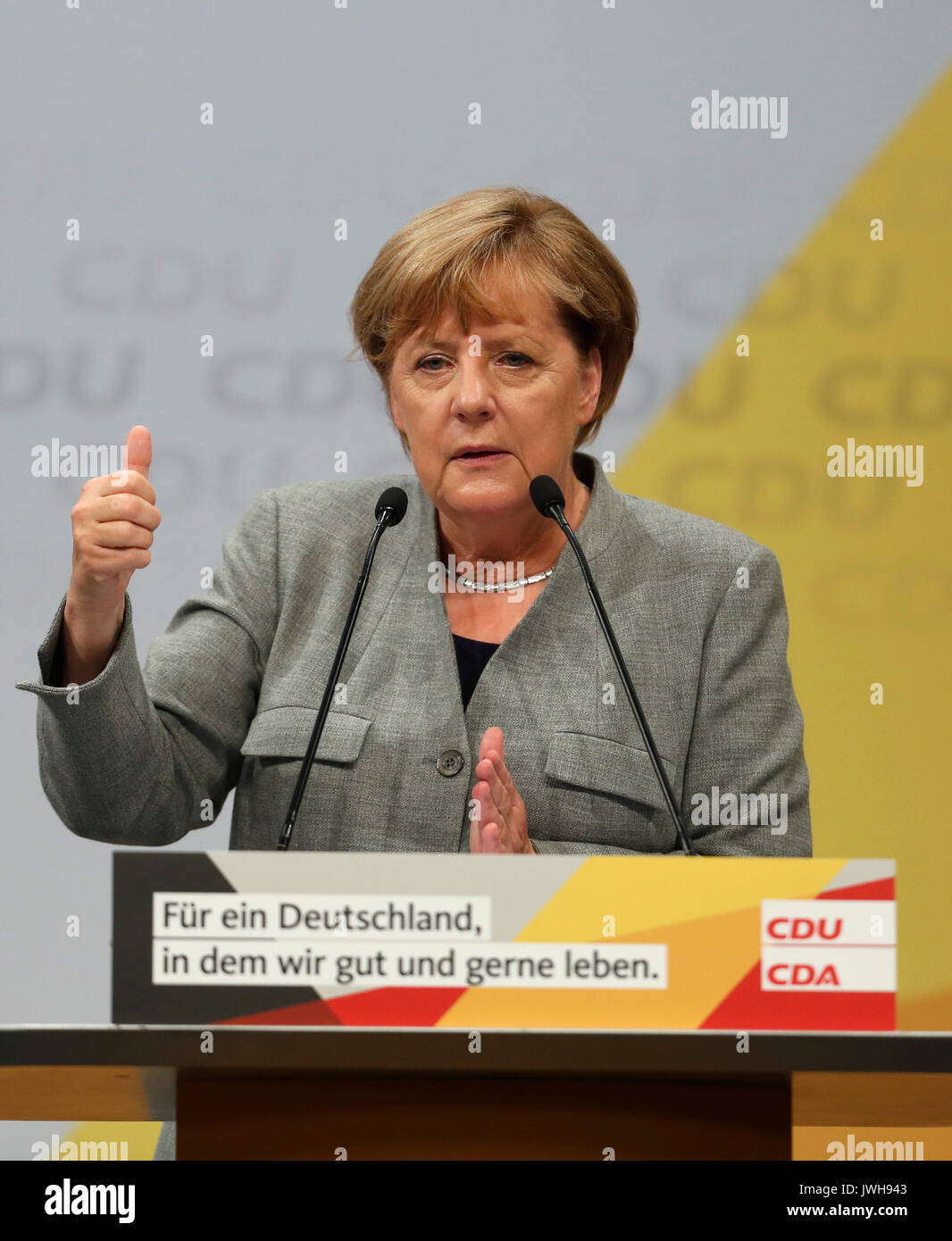 Dortmund, Germany. 12th Aug, 2017. German chancellor Angela Merkel (CDU ...