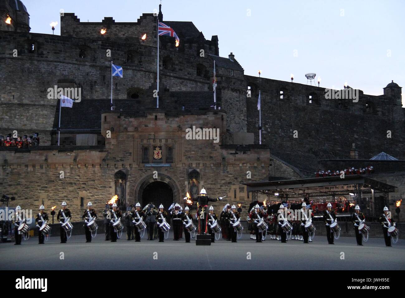 Edinburgh, Britain. 10th Aug, 2017. A British military band performs ...