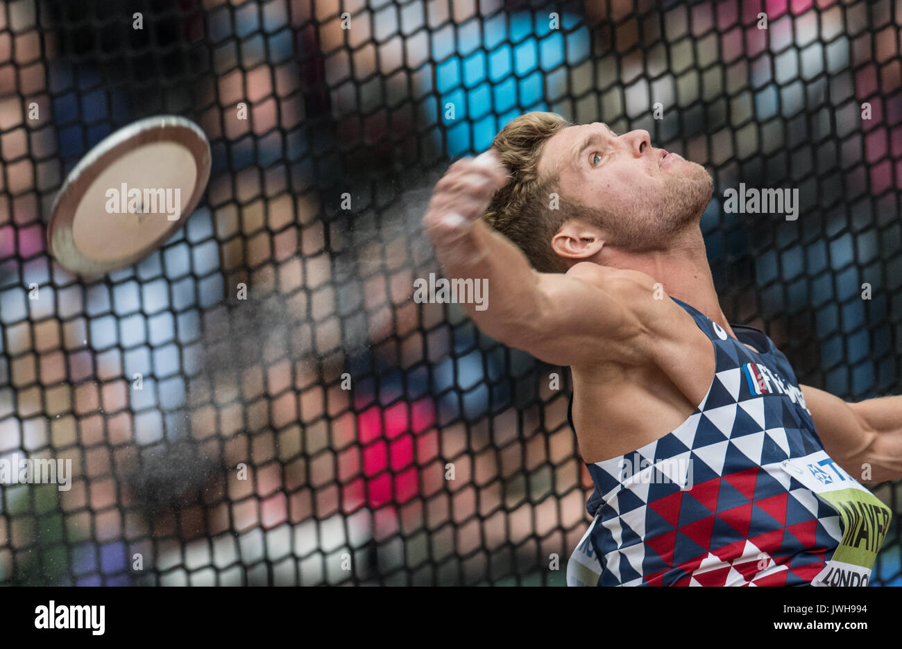 London, UK. 12th Aug, 2017. French athlete Kevin Mayer competes in the ...