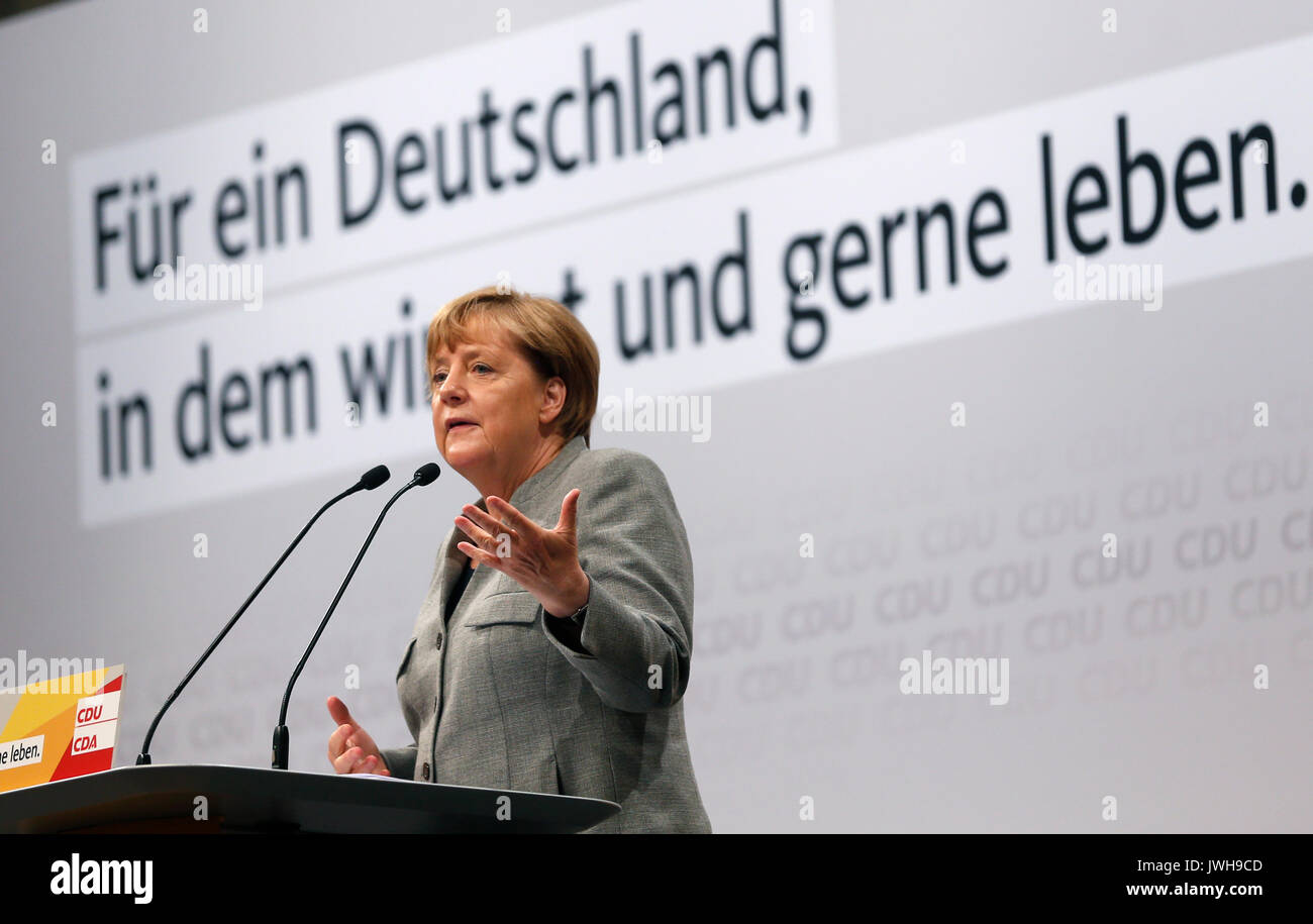 Dortmund, Germany. 12th Aug, 2017. German chancellor Angela Merkel (CDU ...
