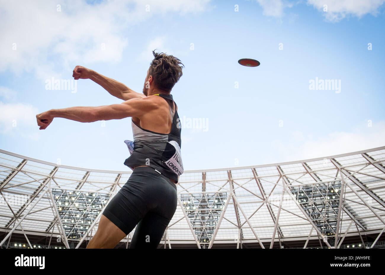 London, UK. 12th Aug, 2017. German athlete Rico Freimuth in action ...