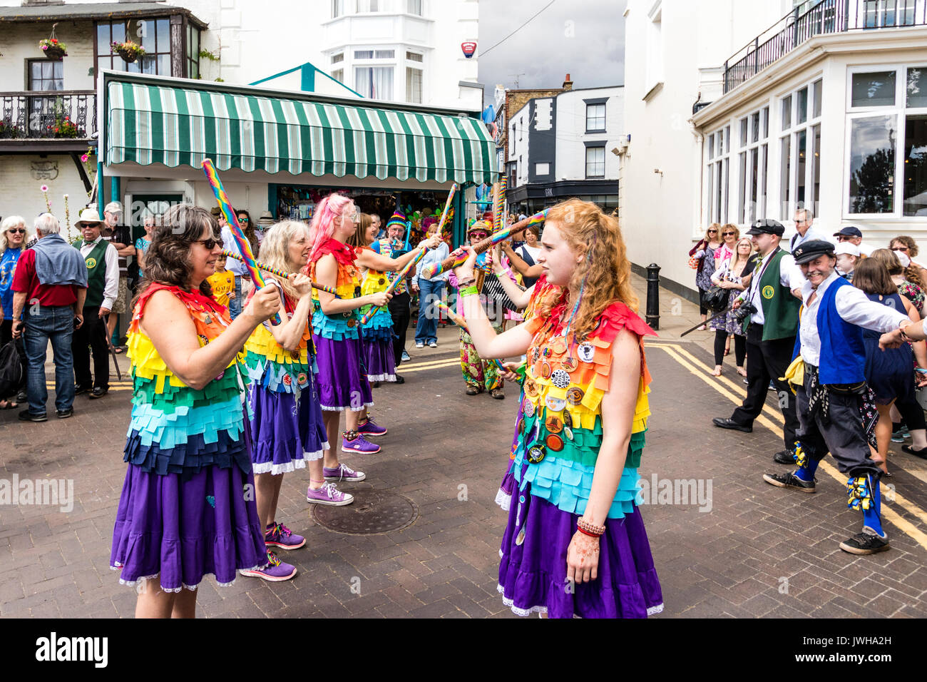 Yearly Broadstairs Folk Week festival. Folk dancers, Loose Women Morris ...