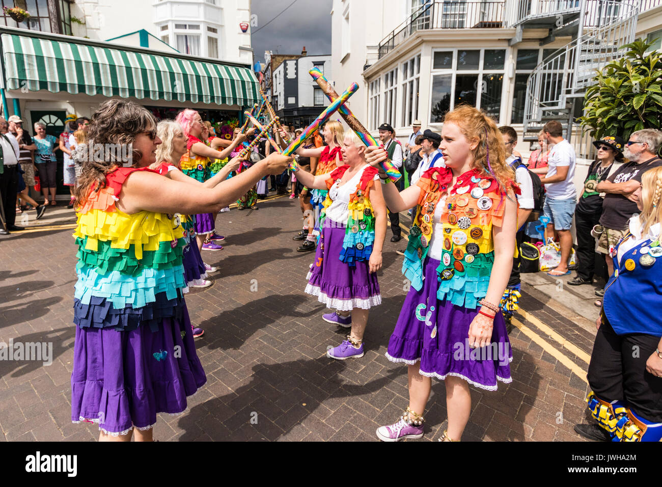 Yearly Broadstairs Folk Week festival. Folk dancers, Loose Women Morris ...