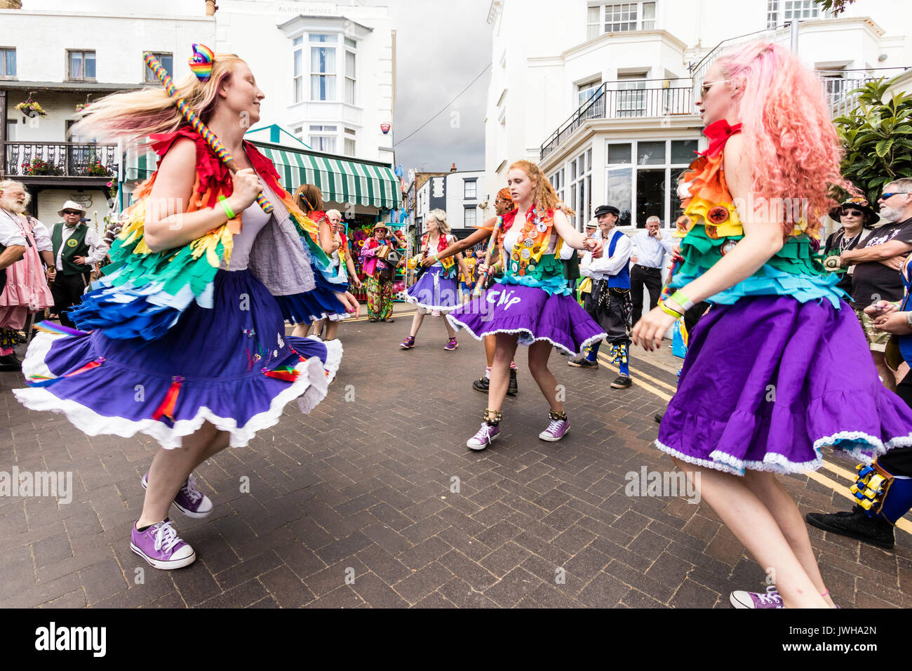 Yearly Broadstairs Folk Week festival. Folk dancers, Loose Women Morris ...