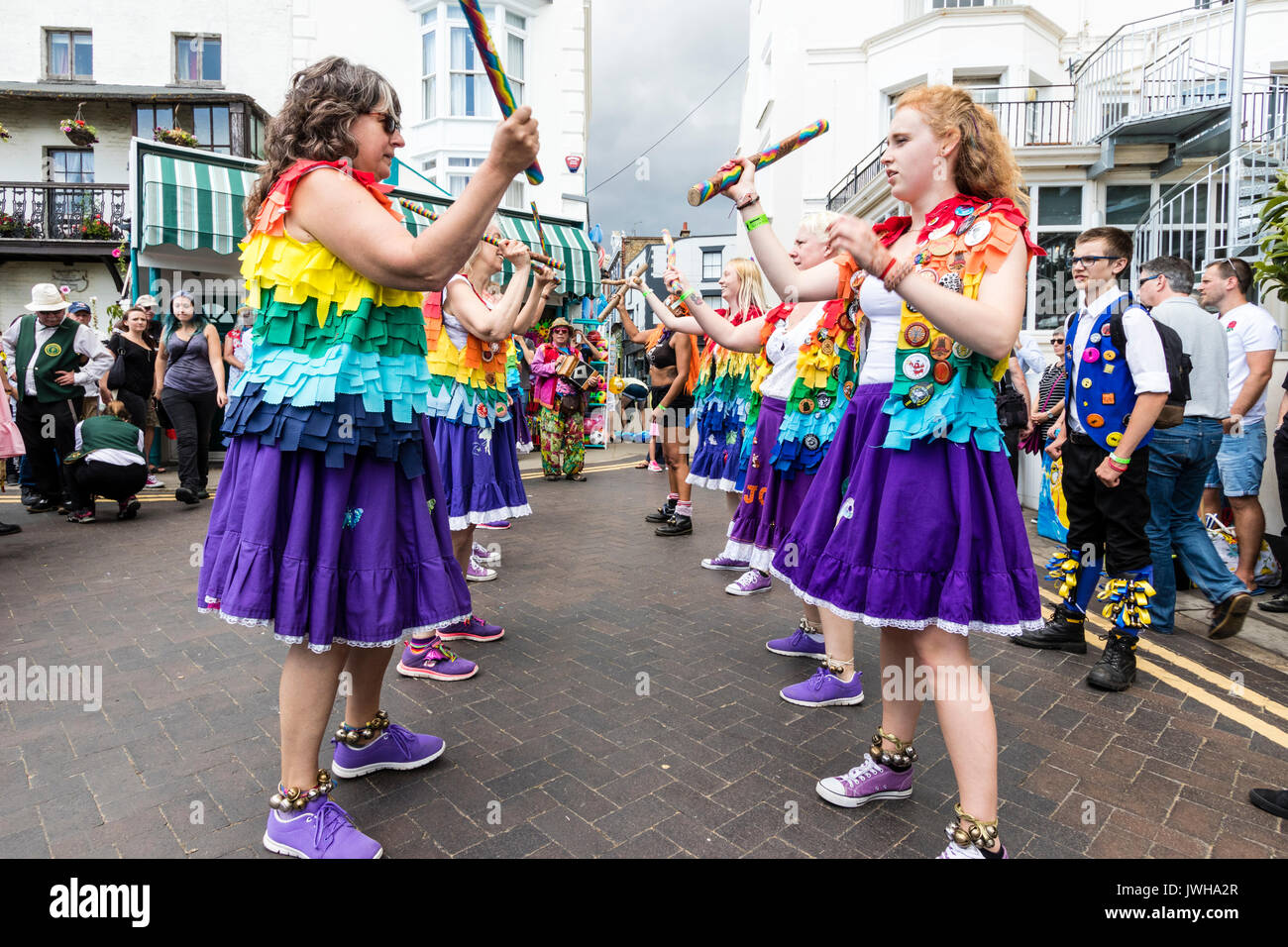 Yearly Broadstairs Folk Week festival. Folk dancers, Loose Women Morris ...