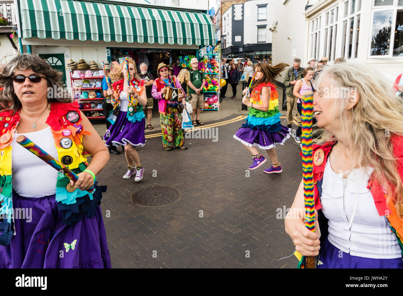 Yearly Broadstairs Folk Week festival. Folk dancers, Loose Women Morris ...