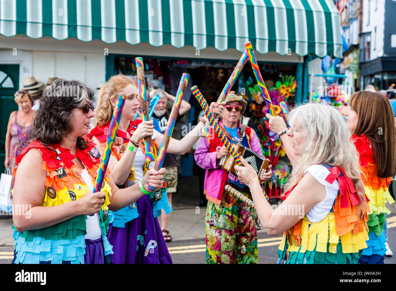 Yearly Broadstairs Folk Week festival. Folk dancers, Loose Women Morris ...