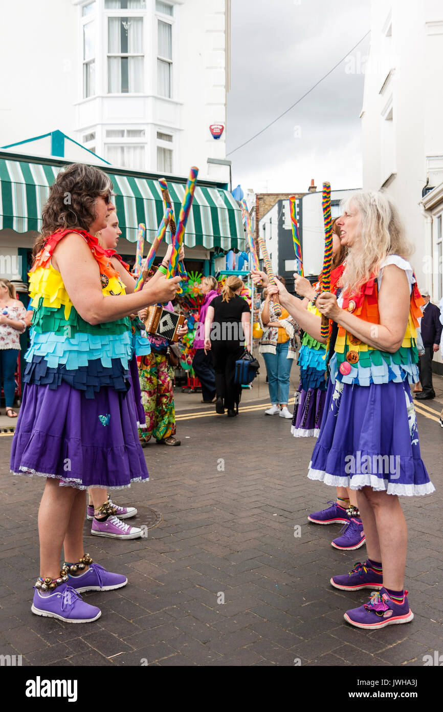 Yearly Broadstairs Folk Week festival. Folk dancers, Loose Women Morris ...