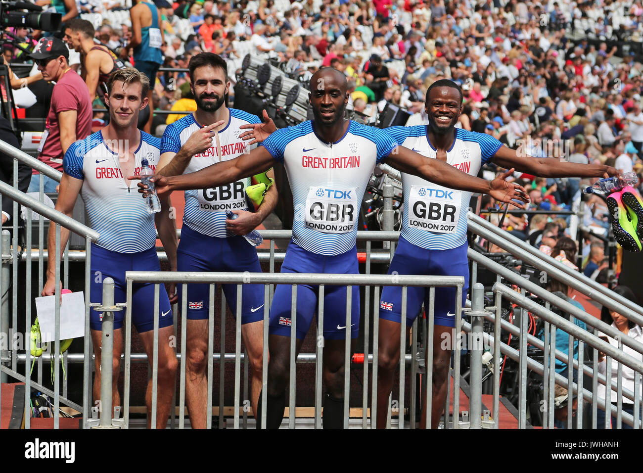 London, UK. 12-Aug-17. The British Men's 4x400 team of Rabah YOUSIF ...