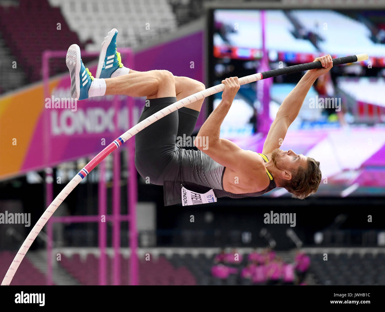 London, UK. 12th Aug, 2017. German athlete Rico Freimuth competes in ...
