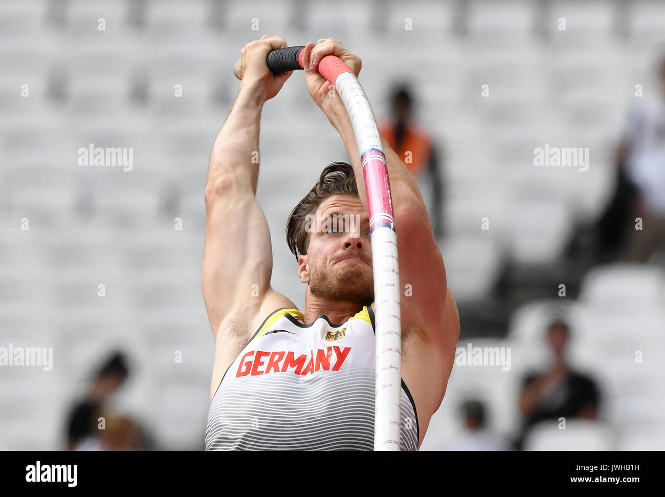 London, UK. 12th Aug, 2017. German athlete Rico Freimuth competes in ...