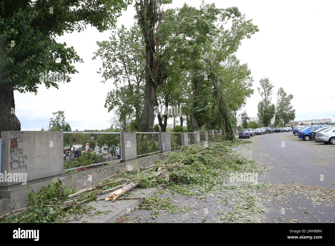 Gniezno, Poland. 12th Aug, 2017. Aftermath of Storm that Hit Gniezno in ...
