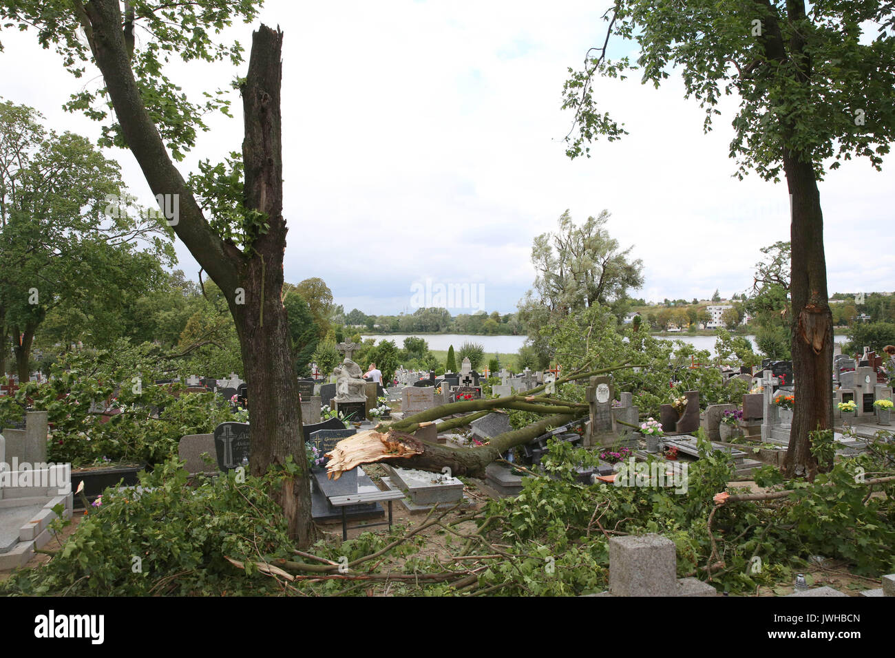 Gniezno, Poland. 12th Aug, 2017. Aftermath of Storm that Hit Gniezno in ...