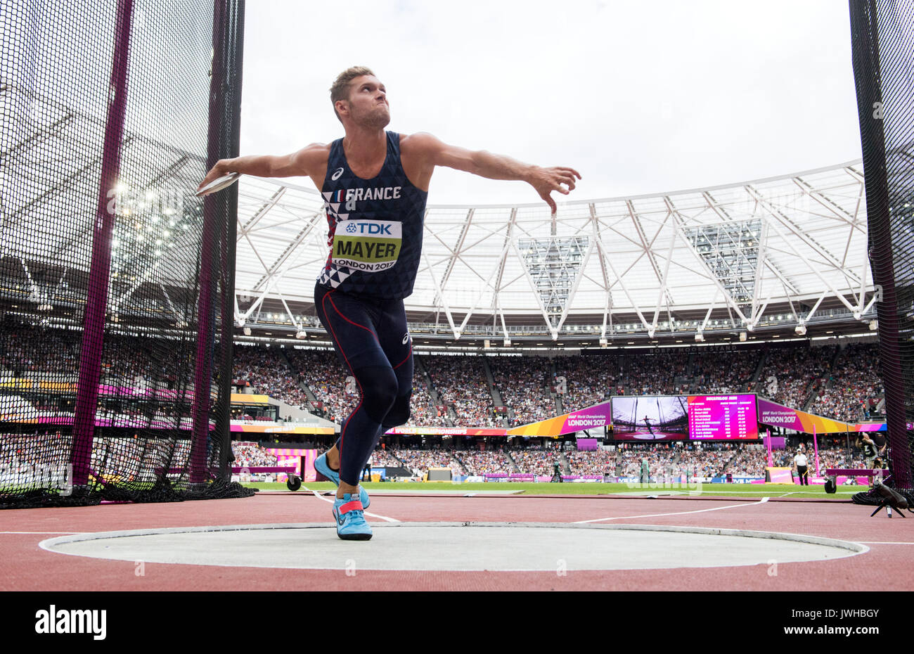 London, UK. 12th Aug, 2017. French athlete Kevin Mayer competes in the ...