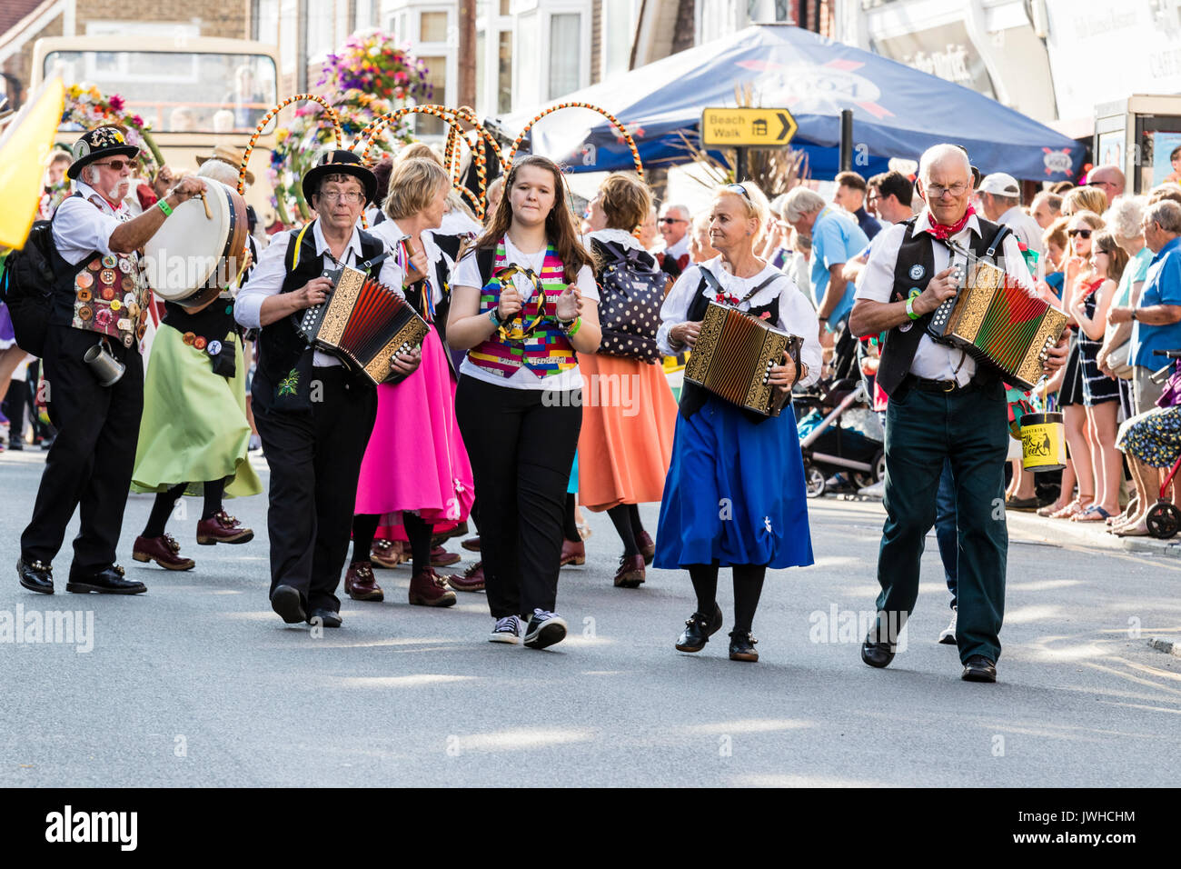 Broadstairs Folk Week festival parade. Folk dancer, St Clements Clog ...