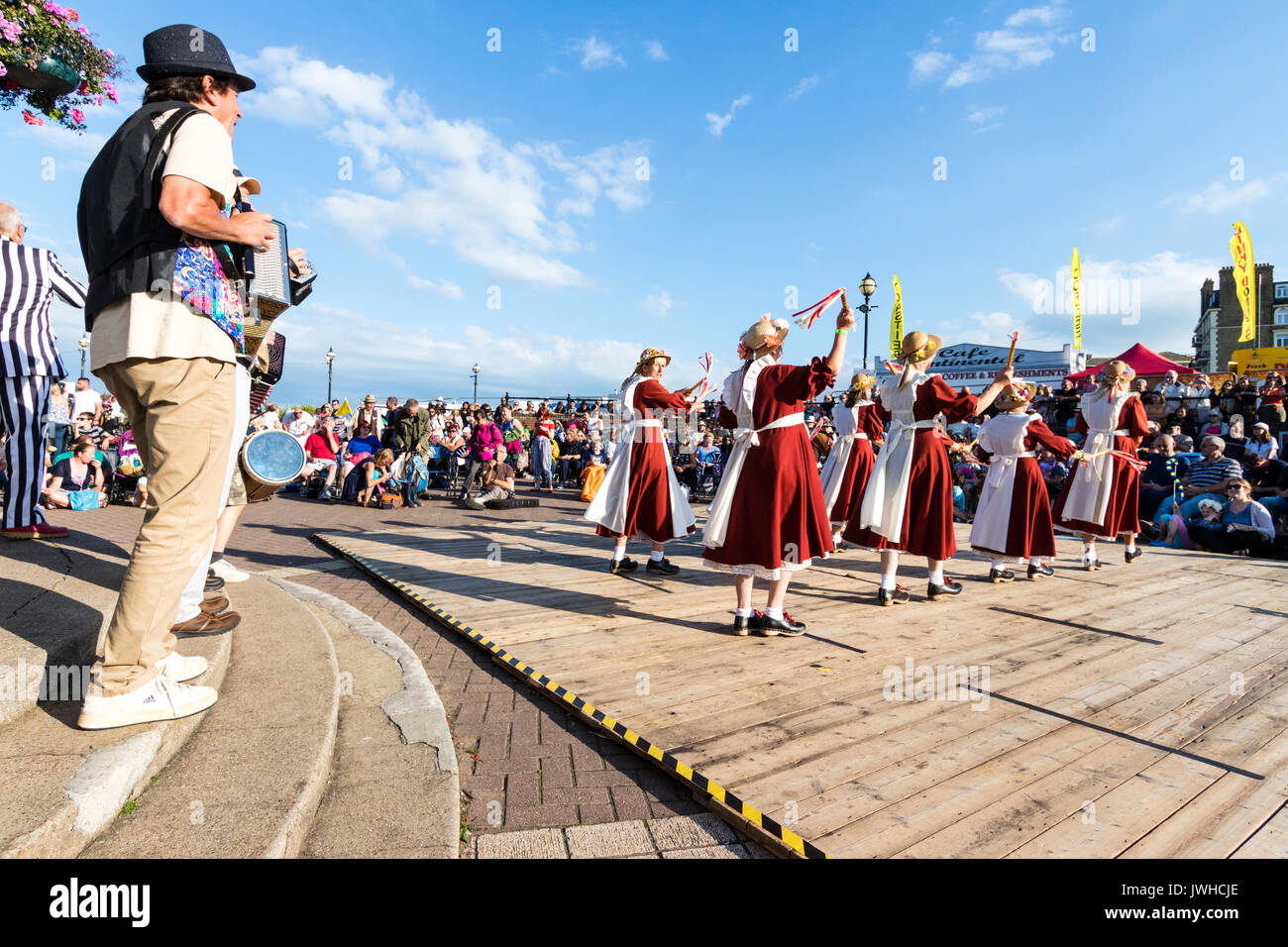 England, Broadstairs folk Week. Women's traditional folk dancers ...
