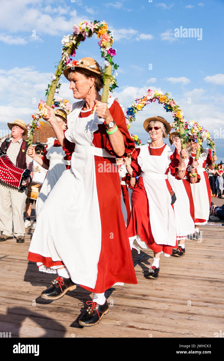 England, Broadstairs folk Week. Women's traditional folk dancers ...