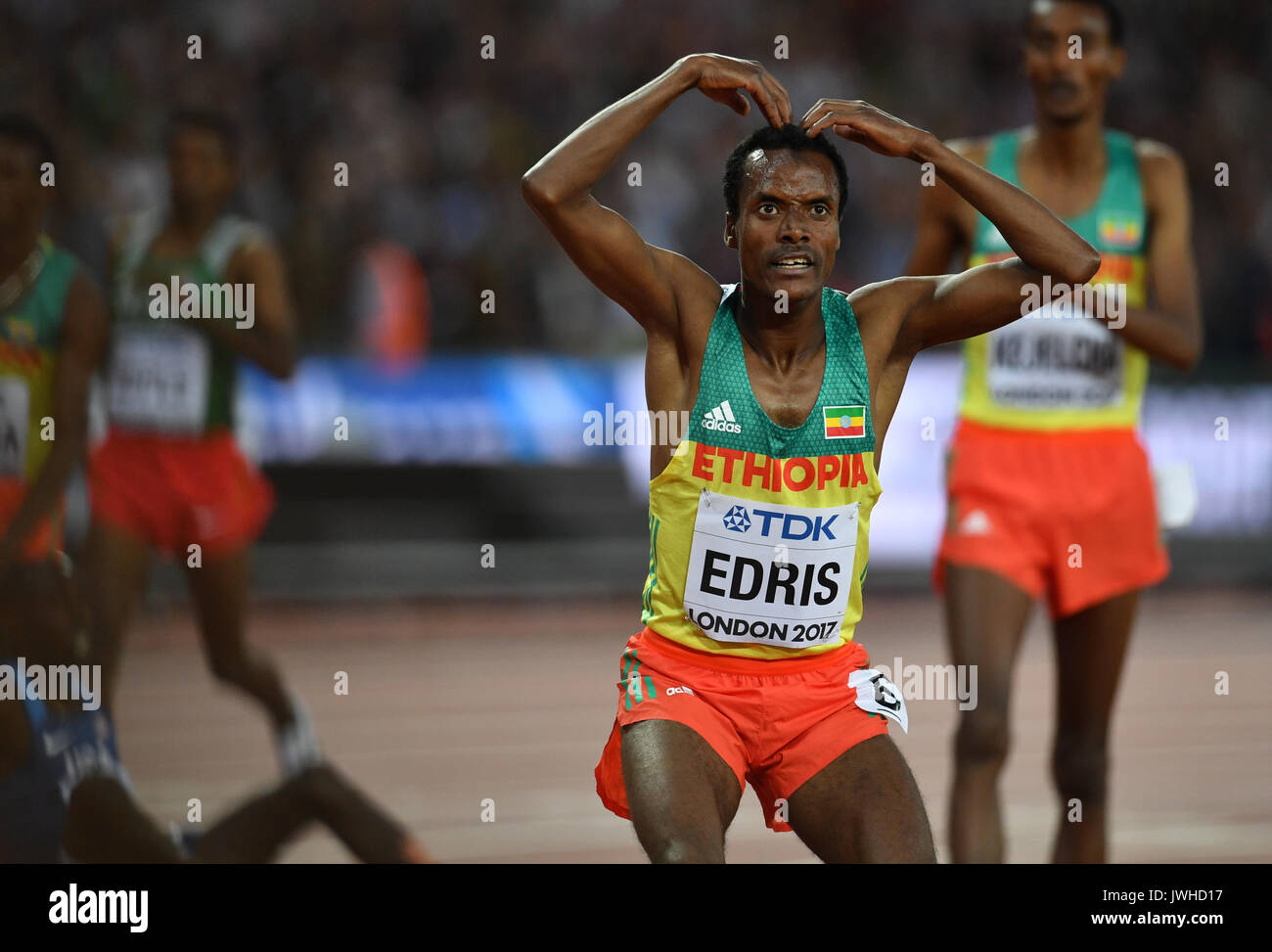 London, UK. 12th Aug, 2017. Ethiopian athlete Muktar Edris is ...