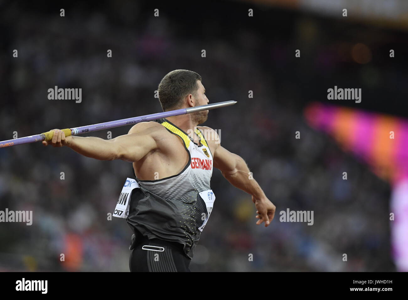 London, UK. 12th Aug, 2017. Germany's Andreas Hofmann in action during ...