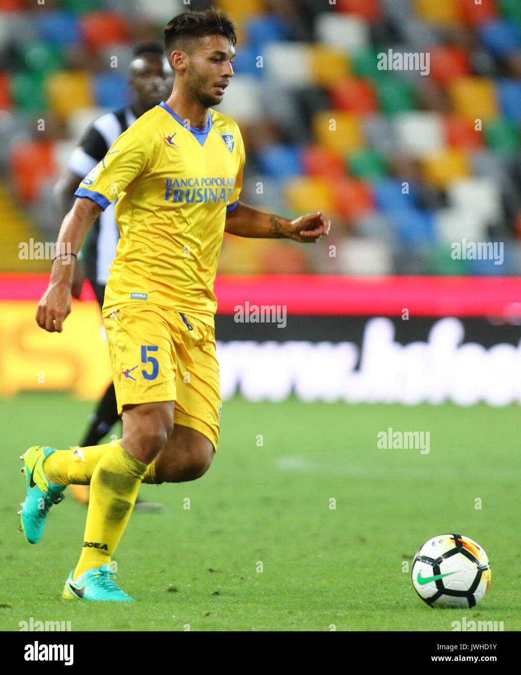 ITALY, Udine: Frosinone's midfielder Mirko Gori controls the ball ...