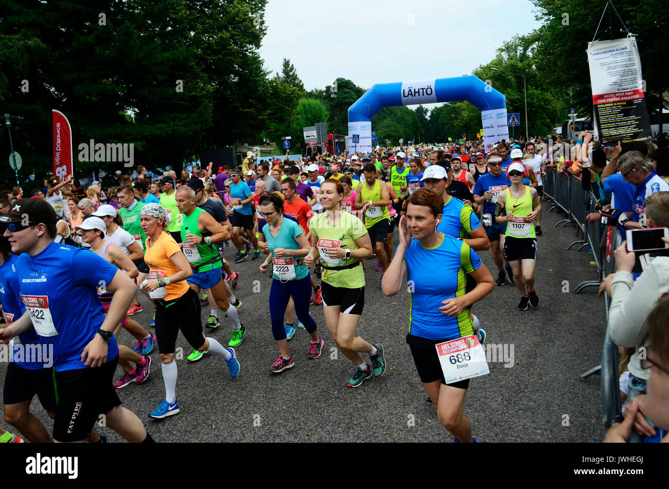 HELSINKI, FINLAND – AUGUST 12, 2017: Helsinki City Marathon, 12.08.2017 ...
